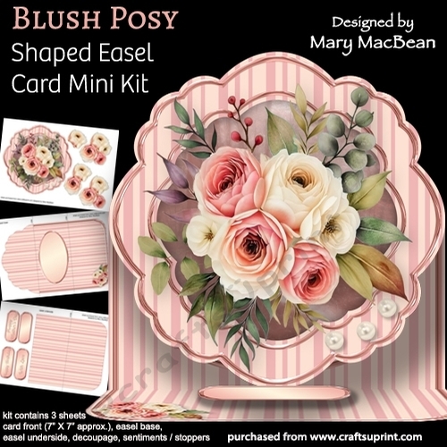 Blush Posy - Shaped Easel Card Mini Kit - CUP1274282_1648 | Craftsuprint