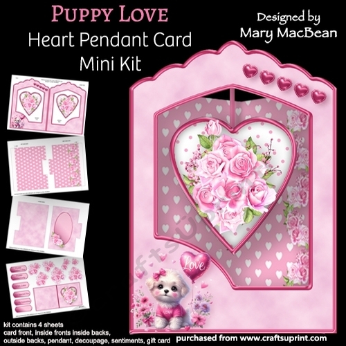 Puppy Love - Heart Pendant Card Mini Kit - CUP1278469_1648 | Craftsuprint