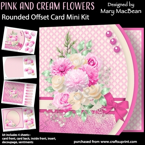 Pink and Cream Flowers - Rounded Offset Card Mini Kit - CUP1352671_1648 ...