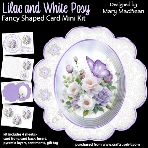 Lilac and White Posy - Fancy Shaped Card Mini Kit - CUP1355458_1648 ...
