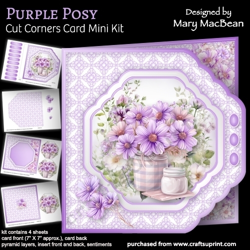 Purple Posy - Cut Corners Card Mini Kit - CUP1388844_1648 | Craftsuprint
