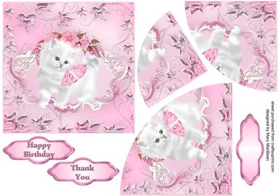 White Kitten Corner Stacker Card - Pink - CUP352082_1648 | Craftsuprint