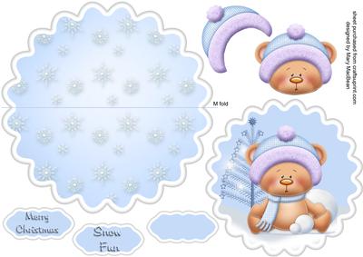 Christmas Wobbles - Teddy Snow Fight - CUP363691_1648 | Craftsuprint