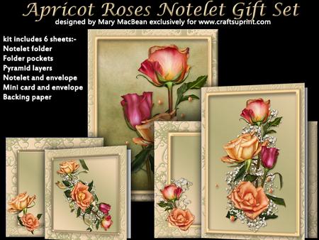 Apricot Roses Notelet Gift Set - CUP485867_1648 | Craftsuprint