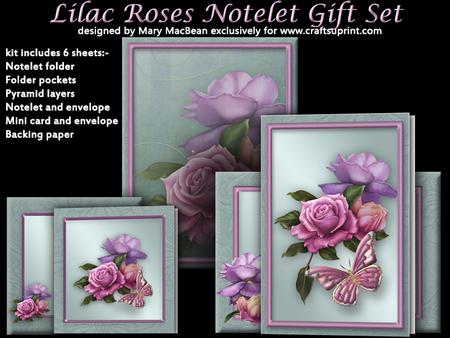 Lilac Roses Notelet Gift Set - CUP485868_1648 | Craftsuprint