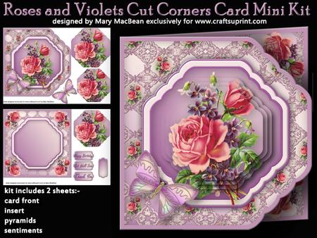 Roses and Violets Cut Corners Card Mini Kit - CUP539284_1648 | Craftsuprint
