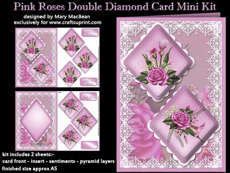 Pink Roses Double Diamond Card Mini Kit - CUP540232_1648 | Craftsuprint