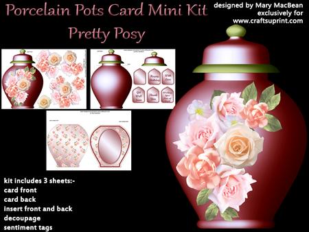 Porcelain Pots Card Mini Kit - Pretty Posy - CUP545784_1648 | Craftsuprint