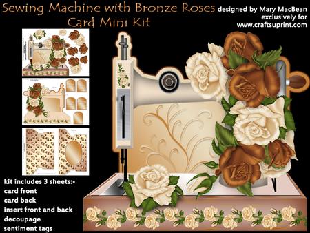 Sewing Machine with Bronze Roses Mini Kit - CUP550402_1648 | Craftsuprint