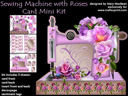 Sewing Machine with Roses Mini Kit - CUP550406_1648 | Craftsuprint
