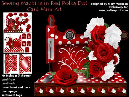 Sewing Machine in Red Polka Dot Mini Kit - CUP551305_1648 | Craftsuprint
