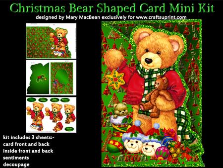 Christmas Bear Shaped Card Mini Kit - CUP565173_1648 | Craftsuprint