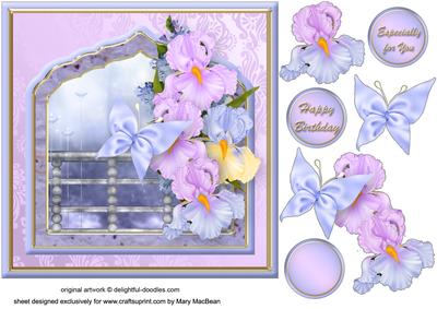 Pretty Irises Fancy Frame Card Front - CUP566331_1648 | Craftsuprint