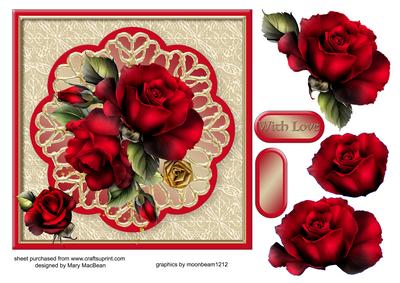 Red Roses Decoupage Card Front - CUP584526_1648 | Craftsuprint
