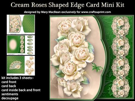 Cream Roses Shaped Edge Card Mini Kit - CUP609442_1648 | Craftsuprint