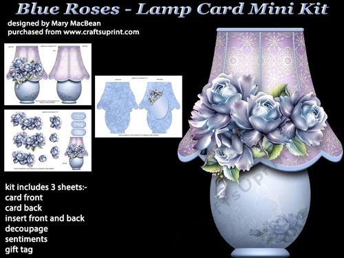 Blue Roses - Lamp Card Mini Kit - CUP718888_1648 | Craftsuprint
