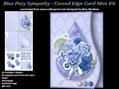 Blue Posy Sympathy - Curved Edge Card - CUP739000_1648 | Craftsuprint