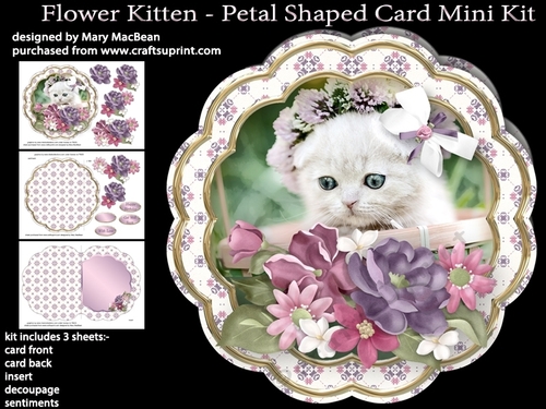 Flower Kitten - Petal Shaped Card Mini Kit - CUP766564_1648 | Craftsuprint