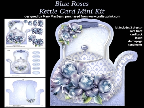 Blue Roses - Kettle Card Mini Kit - CUP784960_1648 | Craftsuprint