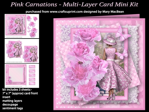 Pink Carnations - Multi-Layer Card Mini Kit - CUP791044_1648 | Craftsuprint