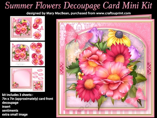 Summer Flowers Decoupage Card Mini Kit - CUP795631_1648 | Craftsuprint
