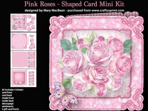 Pink Roses - Shaped Card Mini Kit - CUP815450_1648 | Craftsuprint