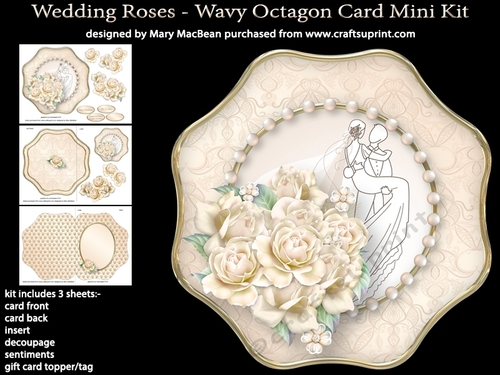 Wedding Roses - Wavy Octagon Card Mini Kit - CUP830804_1648 | Craftsuprint