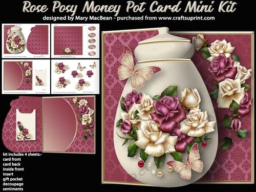 Rose Posy - Money Pot Card With Gift Pocket Mini Kit - CUP836567_1648 ...