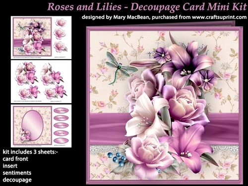 Roses and Lilies - Decoupage Card Mini Kit - CUP843188_1648 | Craftsuprint