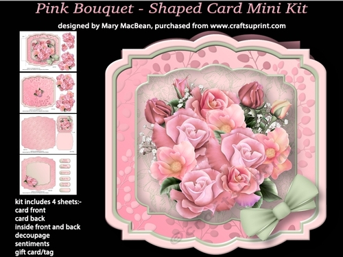 Pink Bouquet - Shaped Card Mini Kit - CUP856747_1648 | Craftsuprint