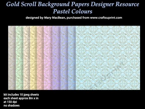 Gold Scroll Background Papers Designer Resource - Pastel Colours ...
