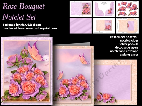 Rose Bouquet - Notelet Set - CUP897905_1648 | Craftsuprint