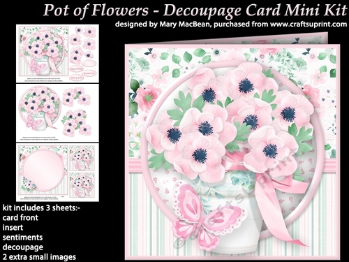 Pot of Flowers - Decoupage Card Mini Kit - CUP975364_1648 | Craftsuprint