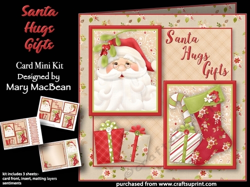 Santa, Hugs, Gifts - Card Mini Kit - CUP987777_1648 | Craftsuprint