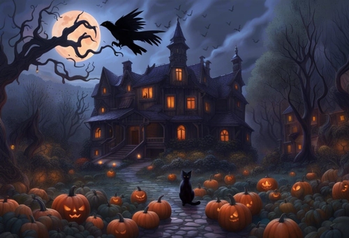 black cat haunted house - CUP1233004_2229 | Craftsuprint