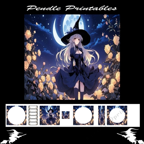 Anime Style Girl Witch 7 X 7 kit. 3D Round Levels and Decoupage Front ...