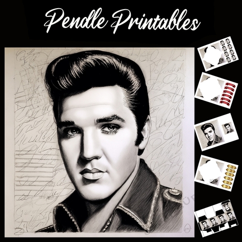 A Portrait Of Elvis 7x7 Card Kit. Matching Box, Gift Bauble, Tag ...