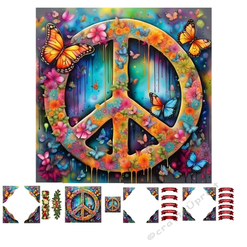 Peace 7x7 Card kit 3D Corner Decoupage With Greeting Labels ...