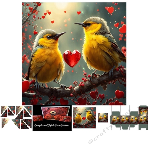 In Love. 7x7 Card kit 3D Corner Decoupage, matching gift box and tag ...