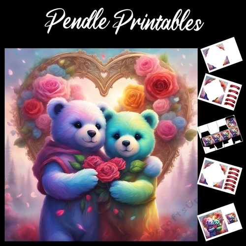 Colourful Couple 7x7 Card kit 3D Corner Decoupage With Greeting Labels ...