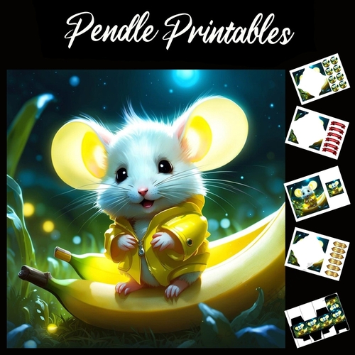 Bananas For Bananas Cute Mouse 7x7 Card Kit. Matching Box, Gift Bauble ...