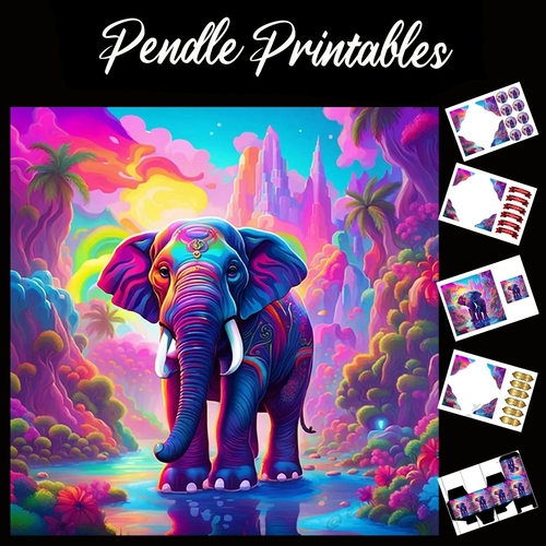 A Rainbow Of Colours Elephant 7x7 Card Kit. Matching Box, Gift Bauble ...