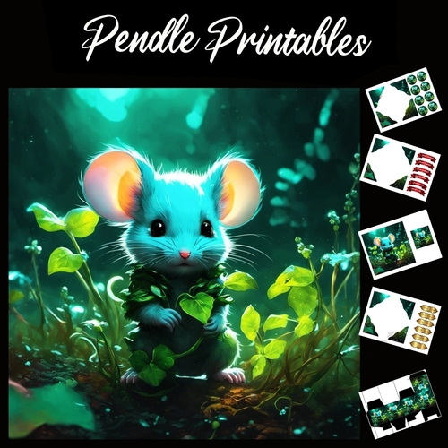 The Cute Green Mouse 7x7 Card Kit. Matching Box, Gift Bauble,Tag ...