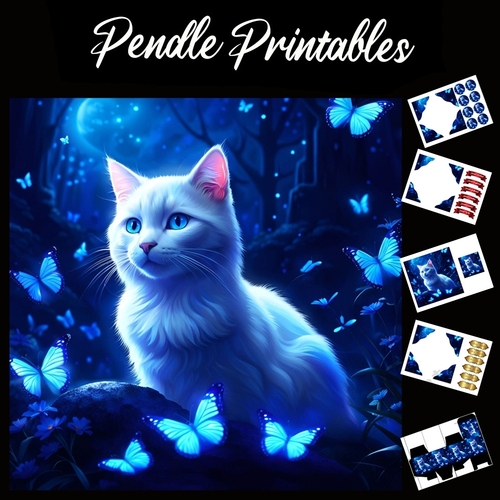 Beautiful Once In A Blue Moon Cat 7x7 Card Kit. Matching Box, Gift ...