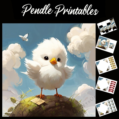 The Cute Fluffy Chick 7x7 Card Kit. Matching Box, Gift Bauble,Tag ...