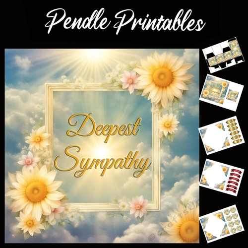 Deepest Sympathy Floral Border 02 7x7 Card Kit. Matching Box, Gift ...