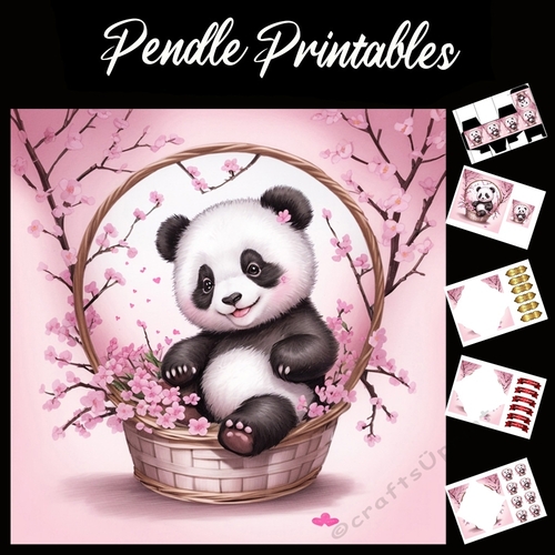 Cute Panda Plum Blossom Happy Mothers Day Card (1) 7x7 Card Kit ...