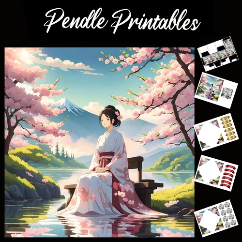 Anime Style Japanese Girl 7x7 Card Kit. Matching Box, Gift Bauble,Tag ...