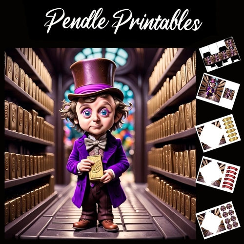 Anime Style Willy Wonka with Gold Bars 7x7 Card Kit. Matching Box, Gift ...