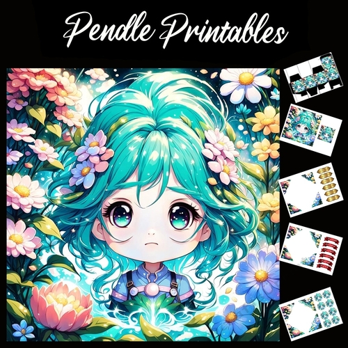 Anime Style Cartoon Cute Girl 7x7 Card Kit. Matching Box, Gift Bauble ...